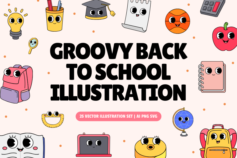 Groovy Back to School Illustration