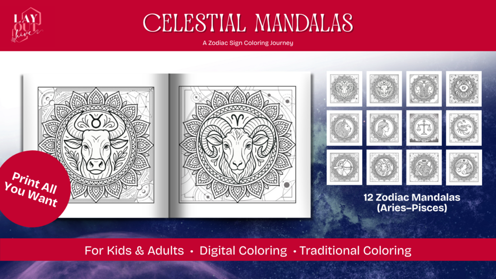 Celestial Mandalas Coloring Book: A Zodiac Sign Coloring Journey