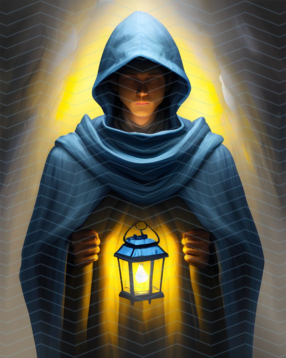 SET OF 4 Mysterious Man in Hooded Cloak Graphic Art Images for ...