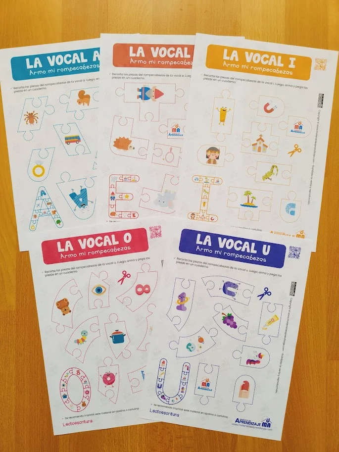 Pack de rompecabezas: Las vocales (PDF) - Mateial de Aprendizaje
