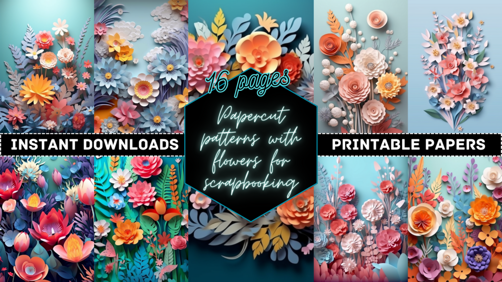 Papercut design with flowers for scrapbooking (16) - printable ...
