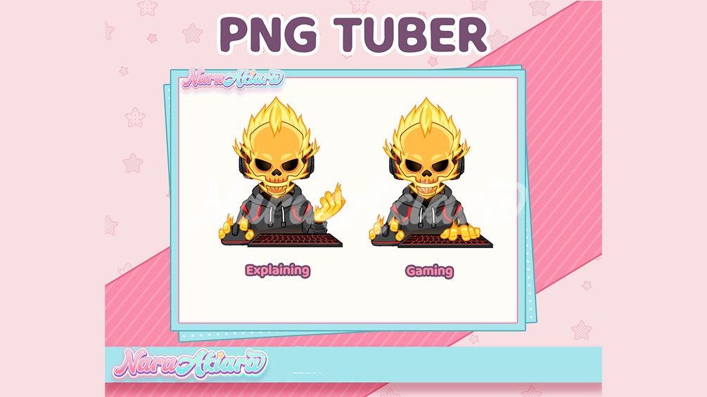 Elevate Your Vtuber Stream with PNGTuber Orange Fire Skull