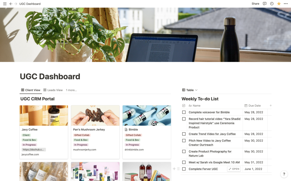 UGC Dashboard Template