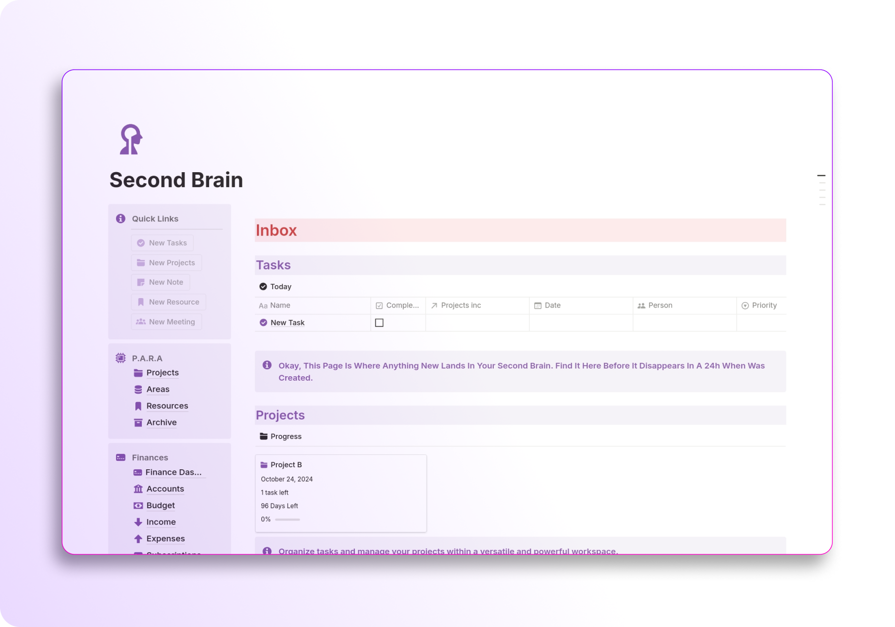 Second Brain - Notion Template