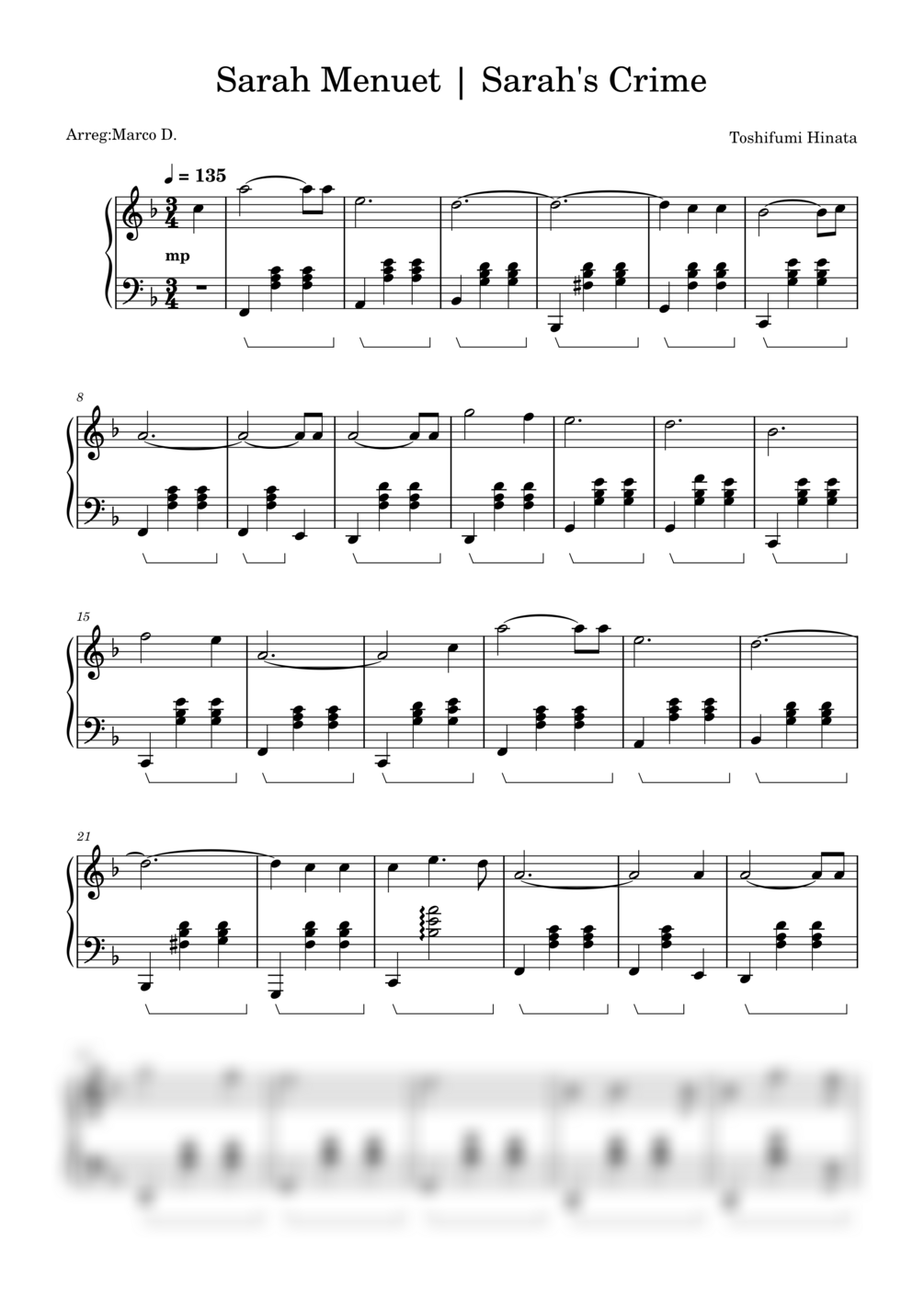 Sarah Menuet | Toshifumi Hinata SHEET + MIDI