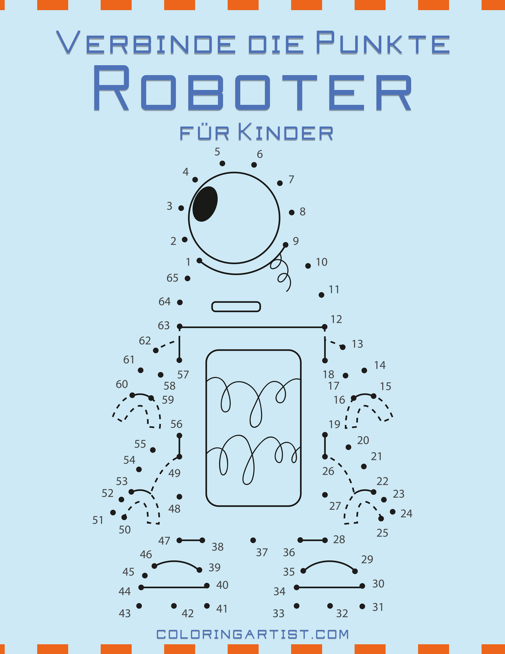 Verbinde die Punkte Roboter für Kinder