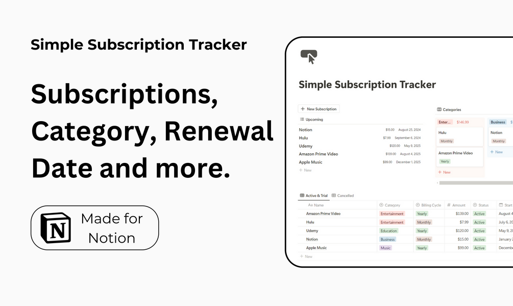 Simple Subscription Tracker