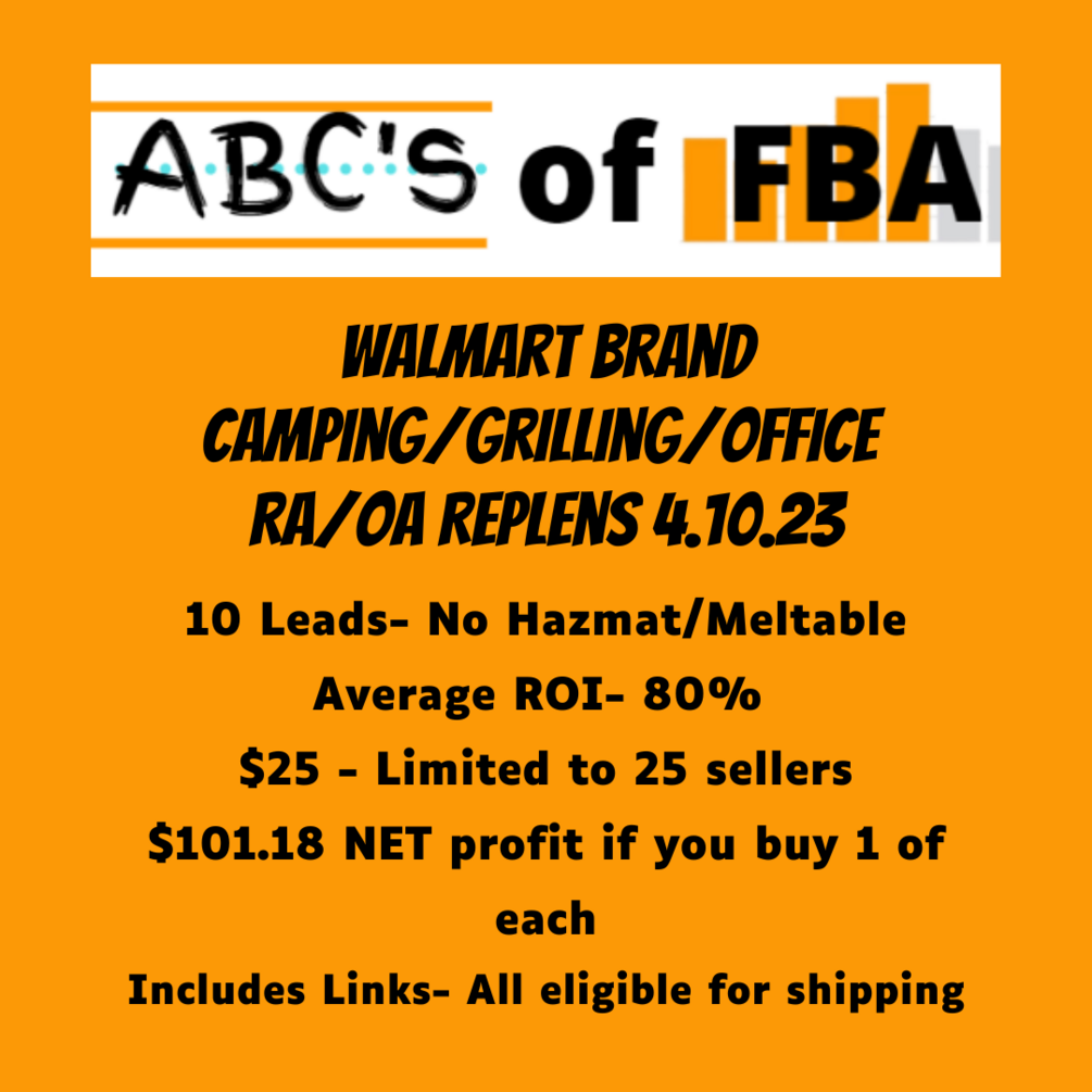 Walmart Brand Summer RA/OA Replens 4.10.23