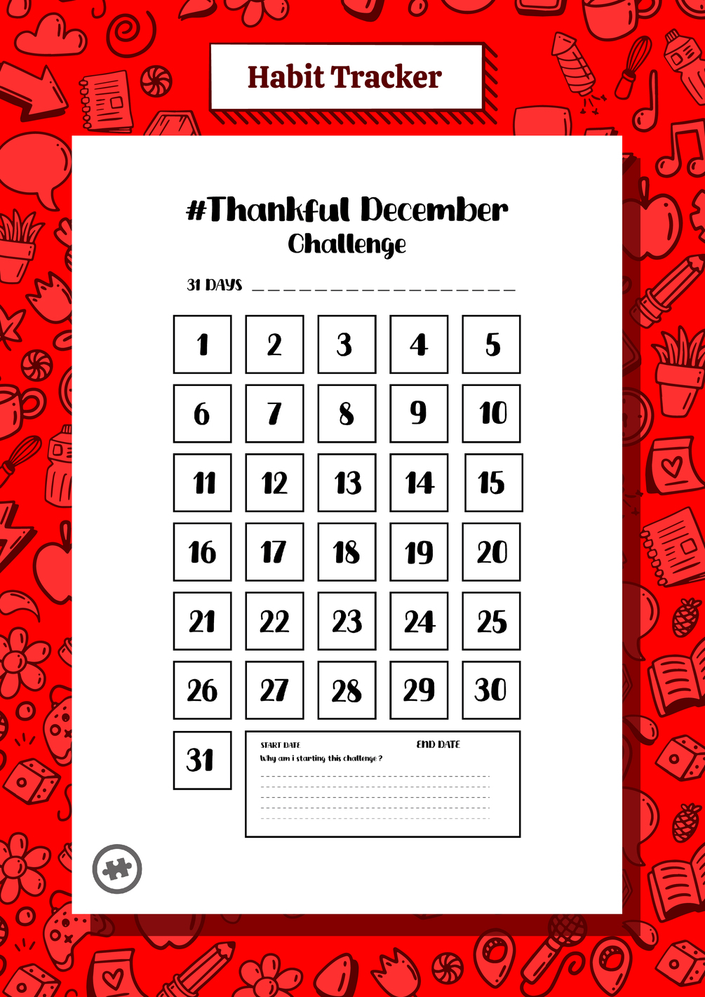 December Habit tracker. Start with Skillbrights