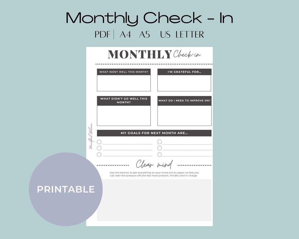 Monthly Check-In A5 Ring Planner