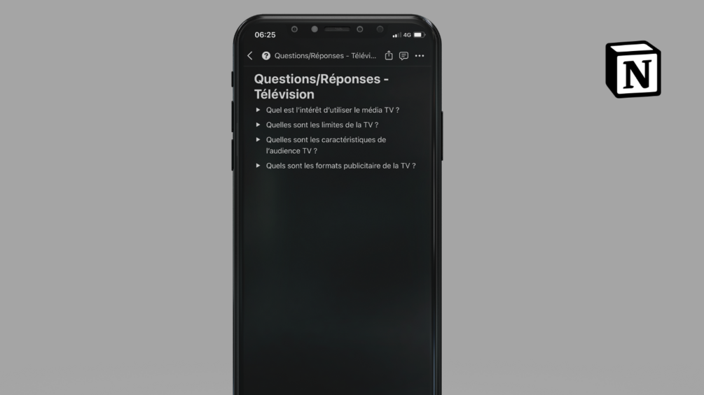 Template Notion Questions/Réponses - Télévision