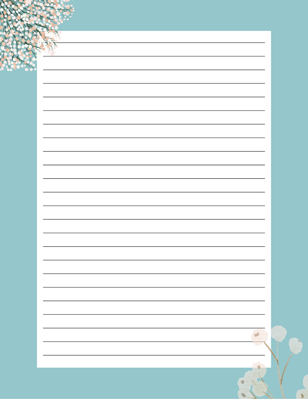 Soft Floral Lined Notebook | Printable PDF