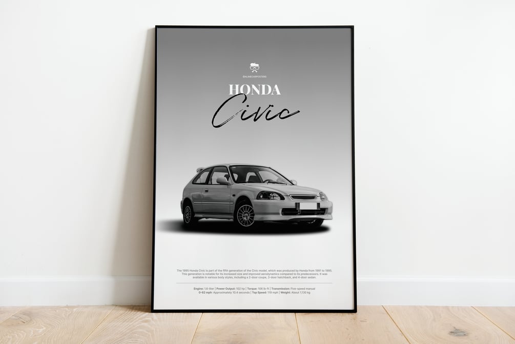 Honda Civic Poster | Digital Download - Luxury Car Wall Art, Garage ...