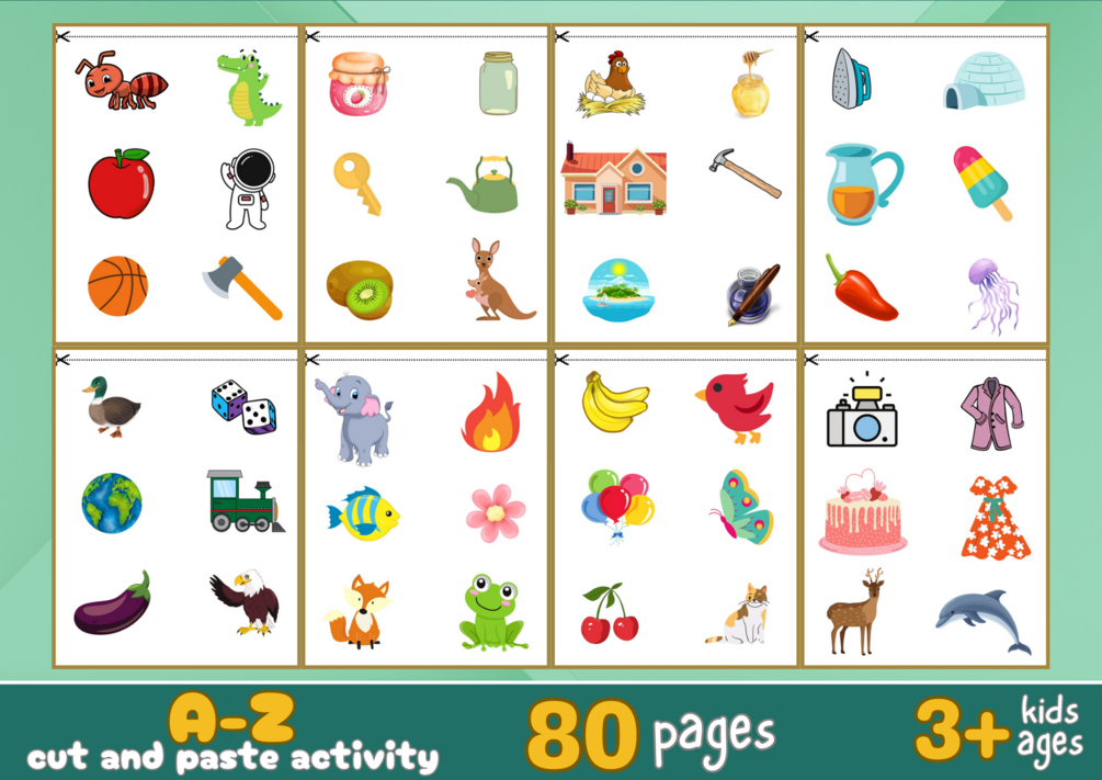 Alphabet Cut and Paste Activity with 80 pages