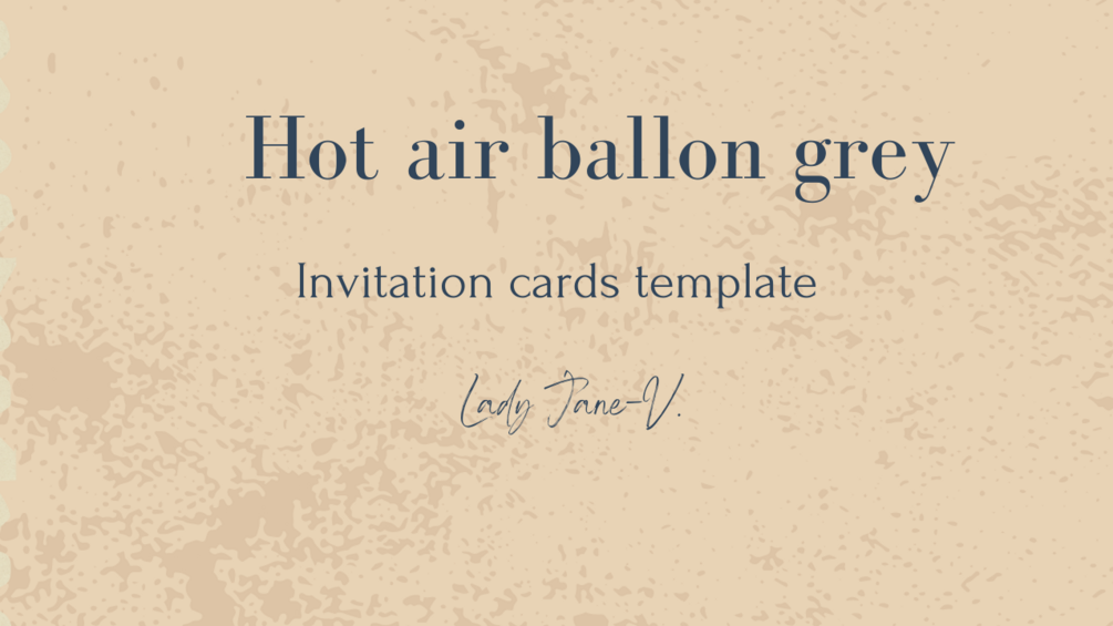 Hot air ballon grey - canva invitation cards template