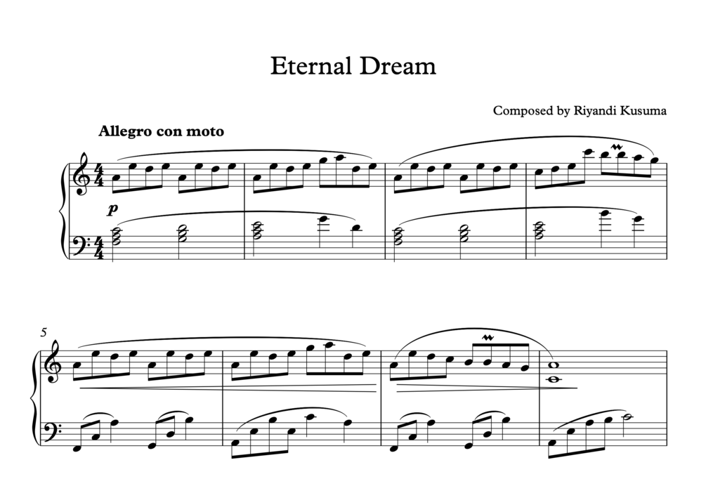 Riyandi Kusuma - Eternal Dream (Sheet Music)