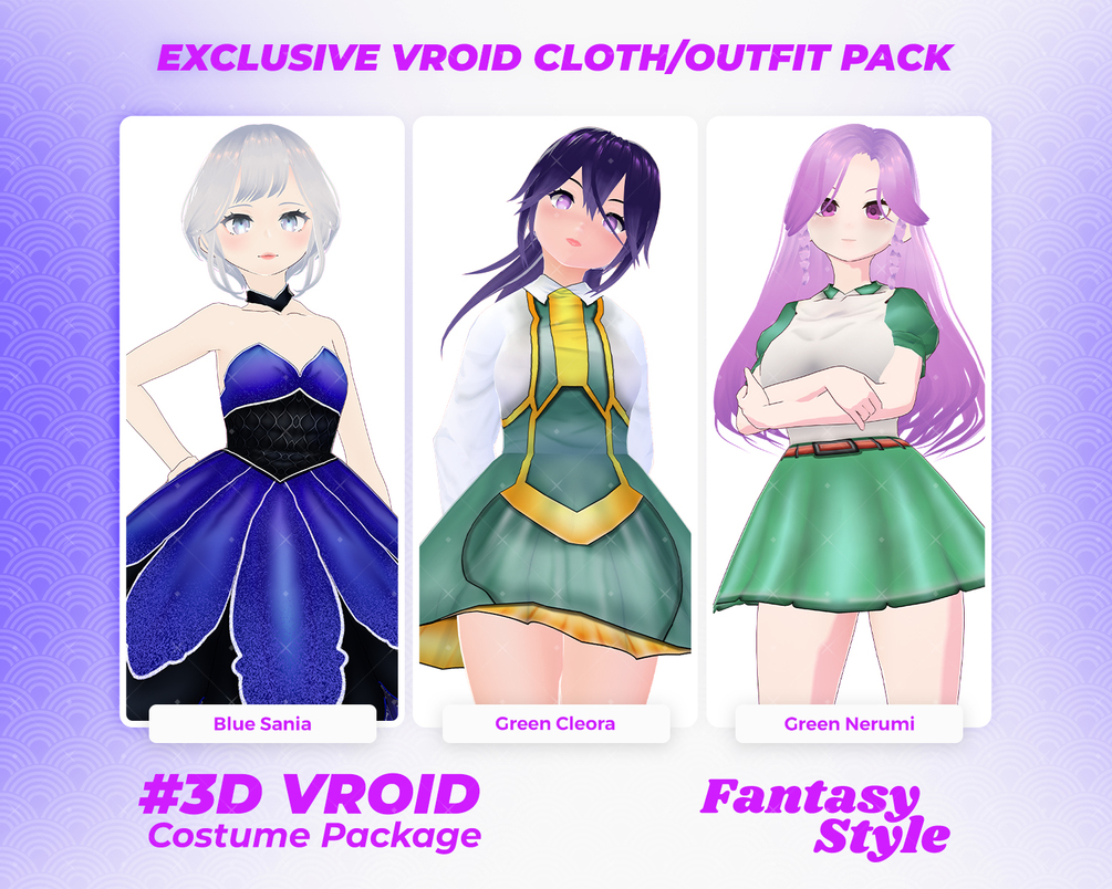Beautiful Elf Dress for VRoid Girl Streaming - VRoid Clothing Pack ...