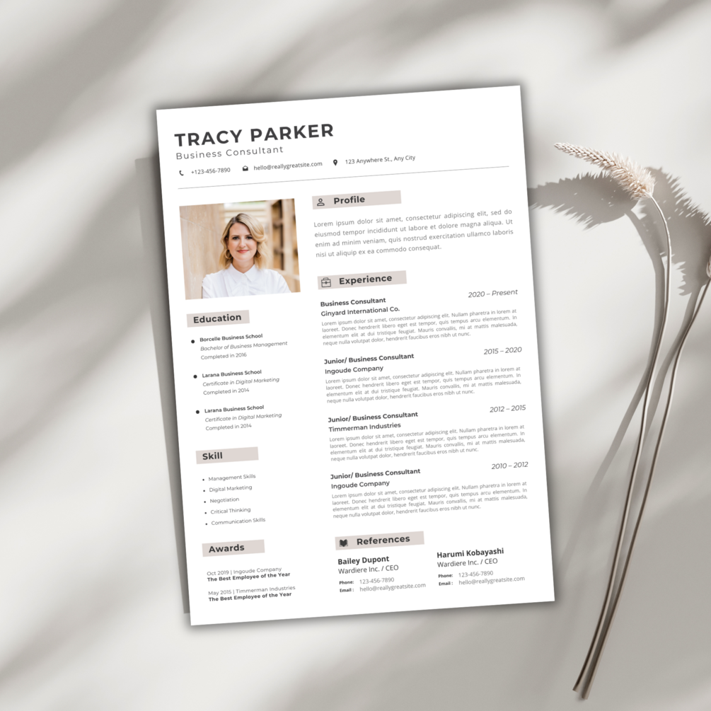 Business Consultant Professional CV Resume Templates – Modern, Editable ...