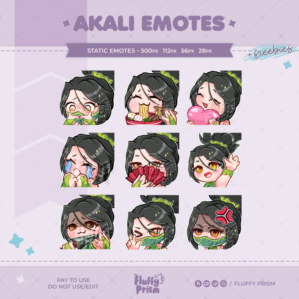 🍜 Akali Emotes | LoL