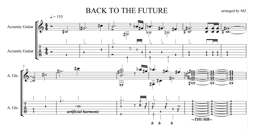 BACK TO THE FUTURE guitar tab and score