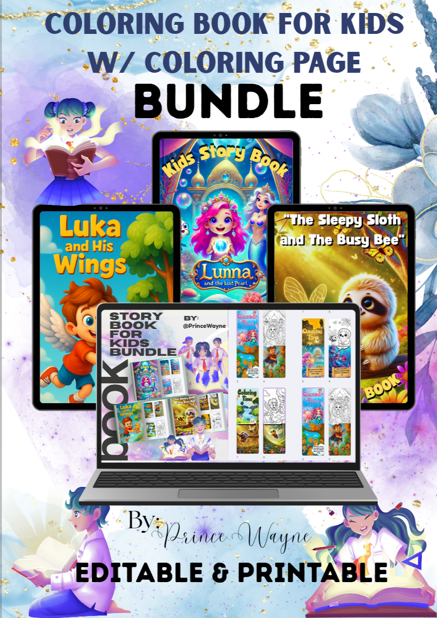 Story Book For Kids Bundle w/ Coloring Page Each | EDITABLE AND ...