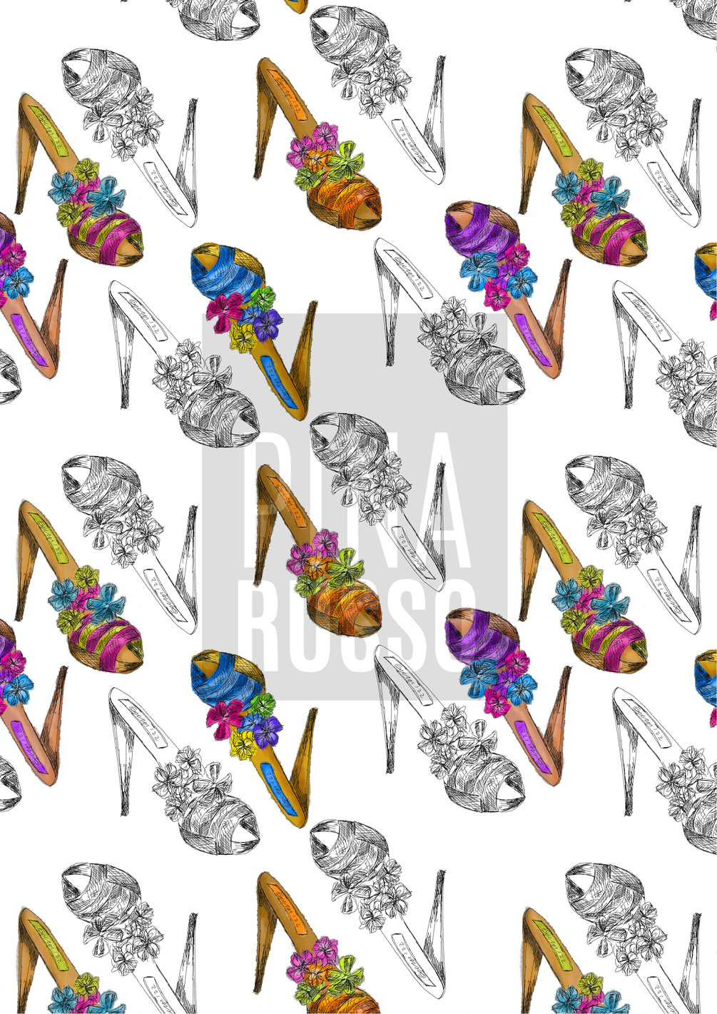 ALLEGRA, Shoes Sketch Seamless Pattern, Repeating Pattern, Digital ...