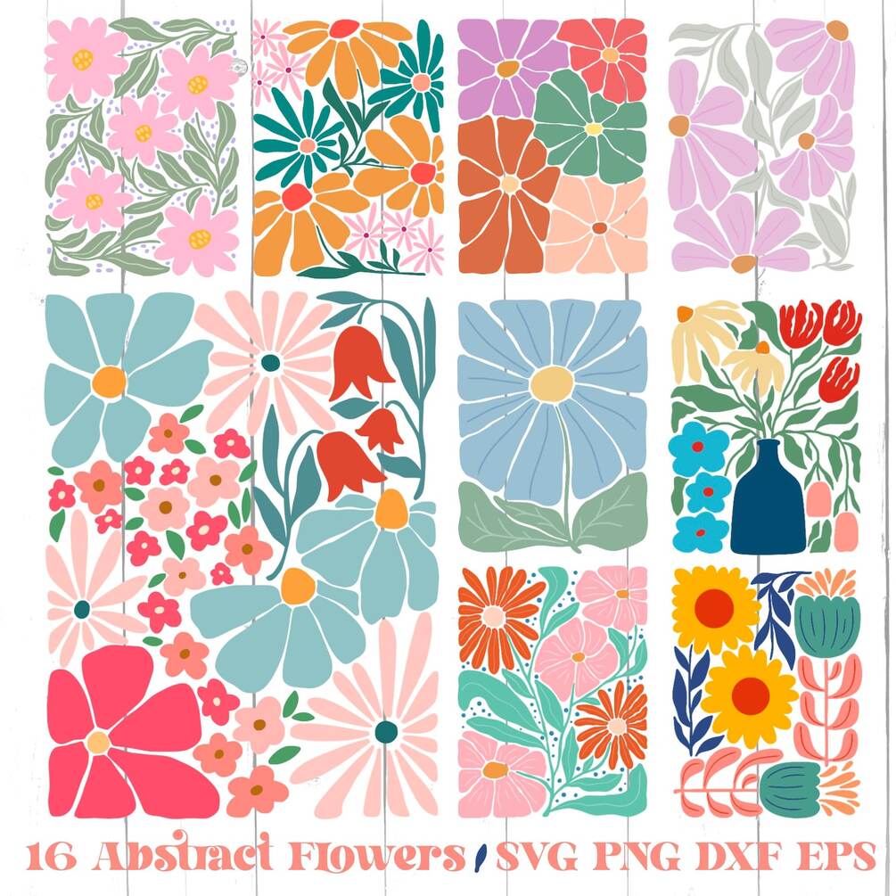 Abstract flower svg and png bundle