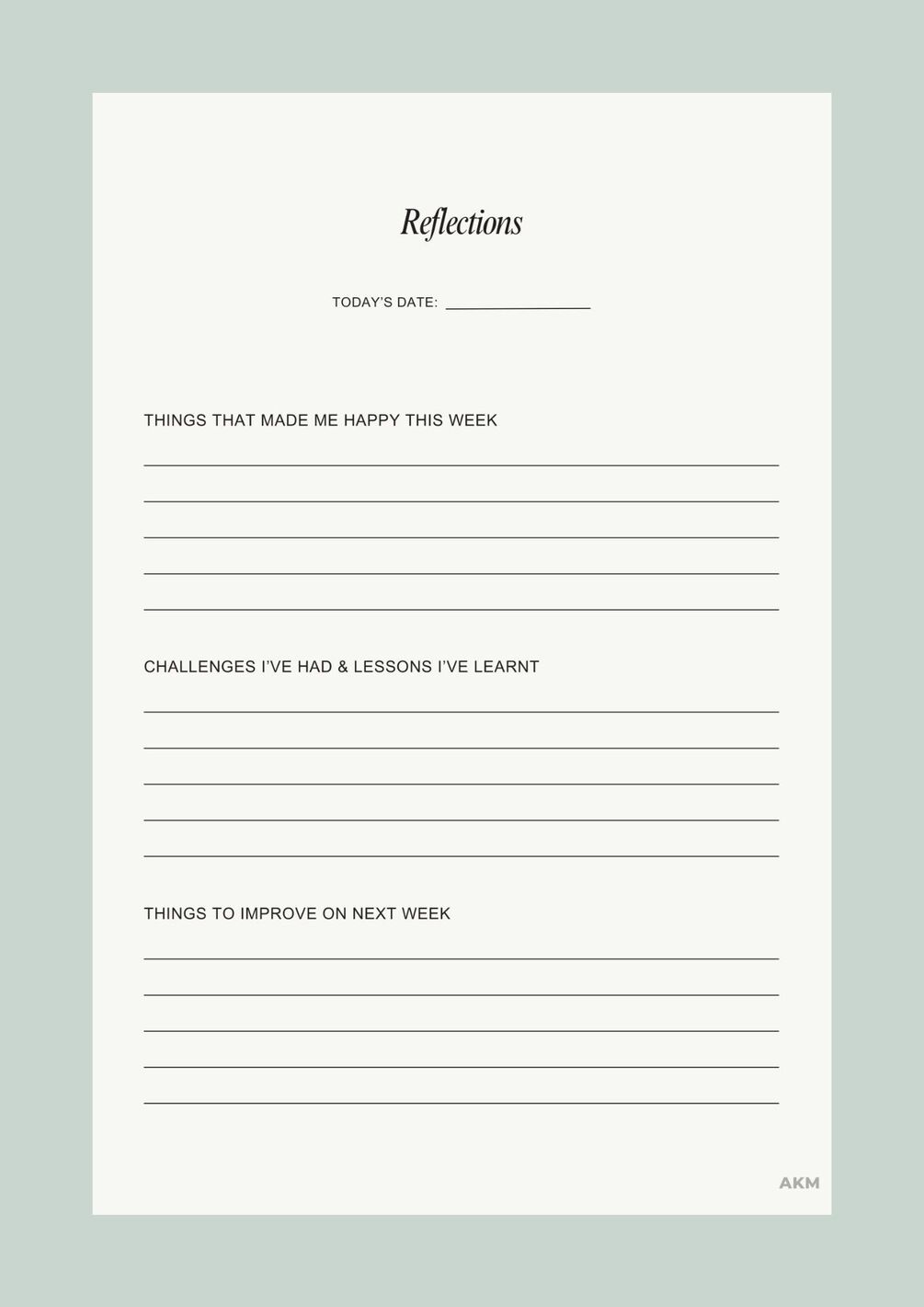 Weekly Reflection Planner (Weekly Prompts + Mood Tracker + Weekly ...