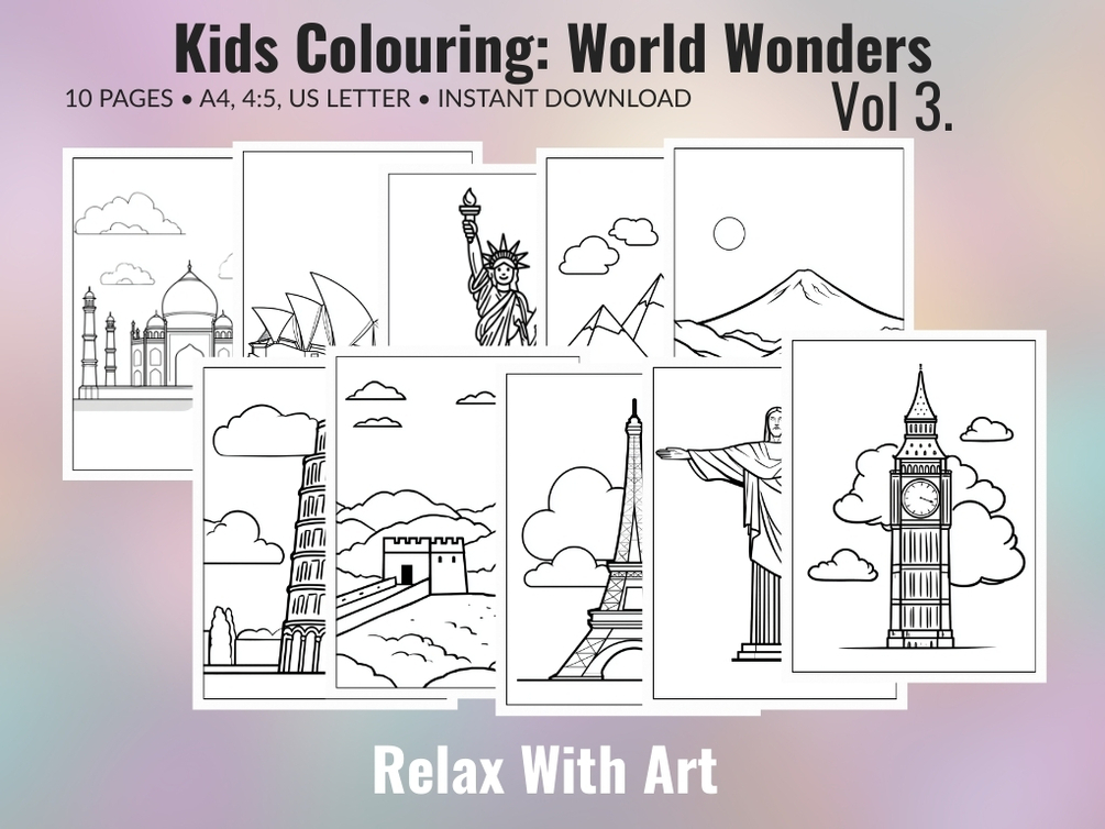 Kids Colouring: World Wonders — Printable Colouring Pack