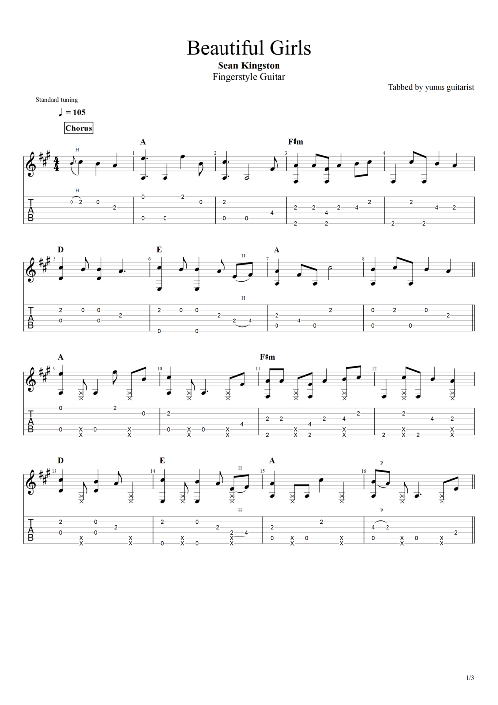 TAB. Beautiful Girls - Sean Kingston