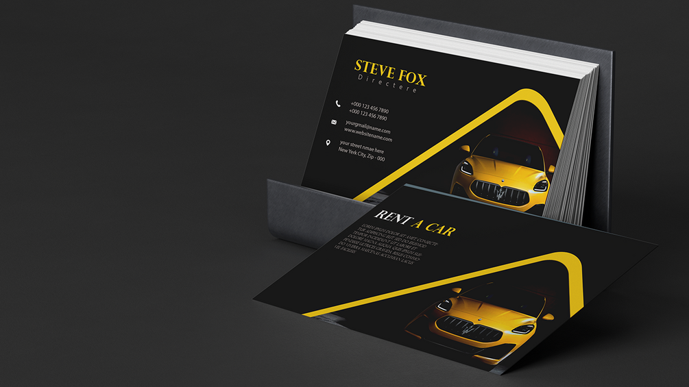 Rent a Car Yellow business card