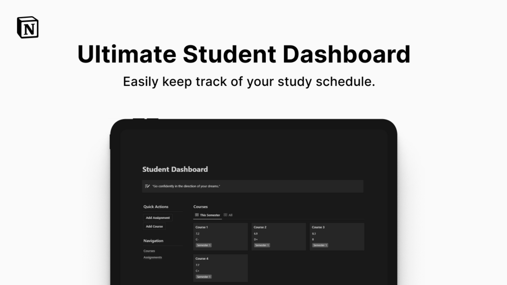 Notion Ultimate Student Dashboard
