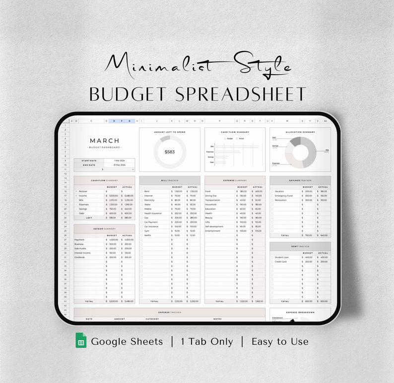 Budget Planner for Google Sheets | Monthly Budget Spreadsheet ...