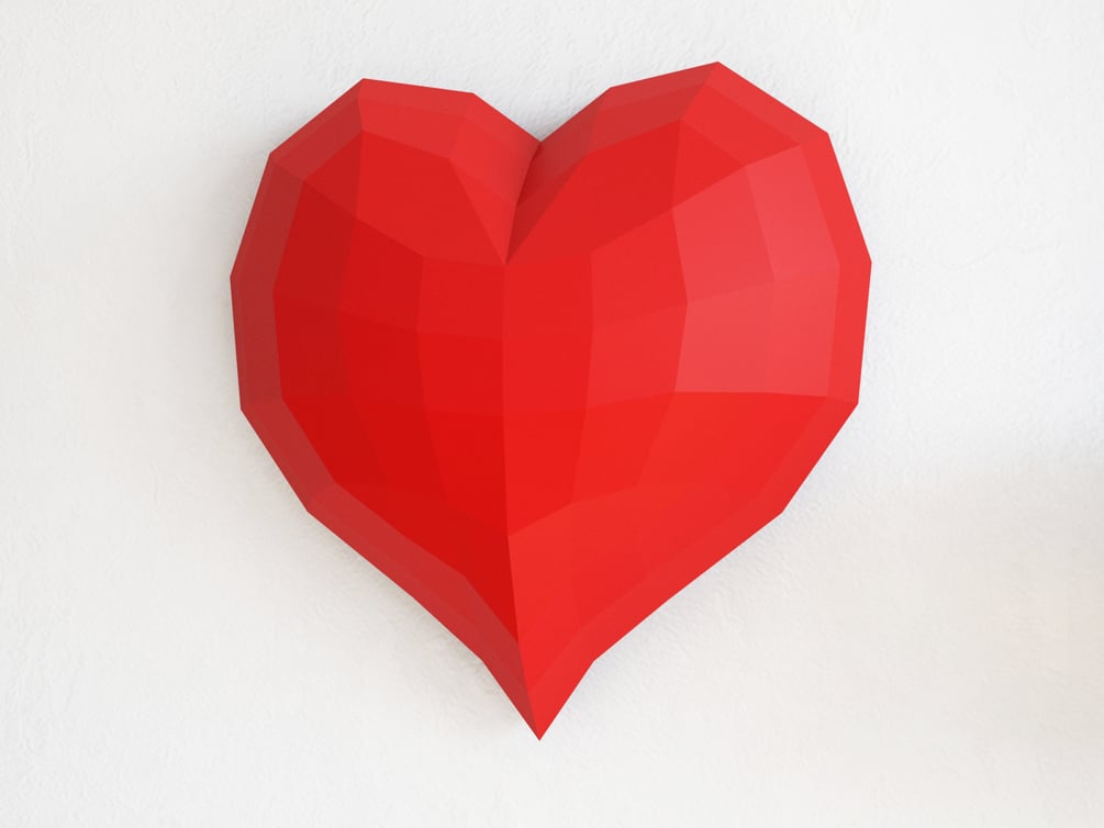 Heart papercraft PDF template DXF cameo