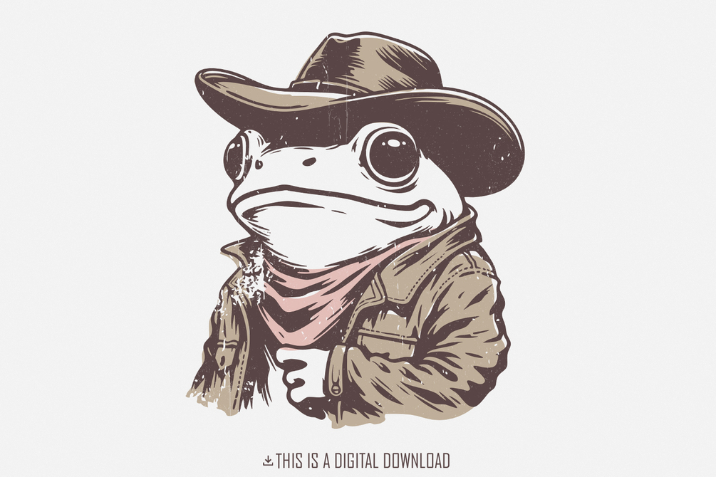Cowboy Frog PNG, Funny Meme PNG, Trendy Frog Design, Western Humor ...