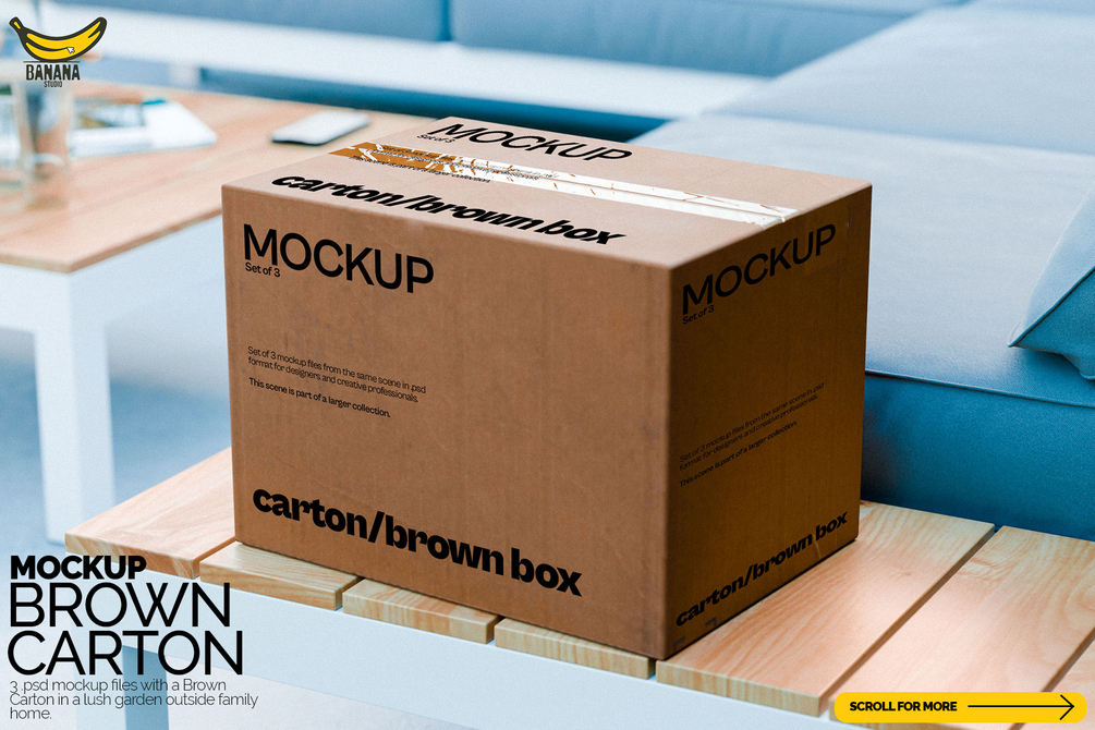 Brown Carton Box Mockup in a Lush Garden