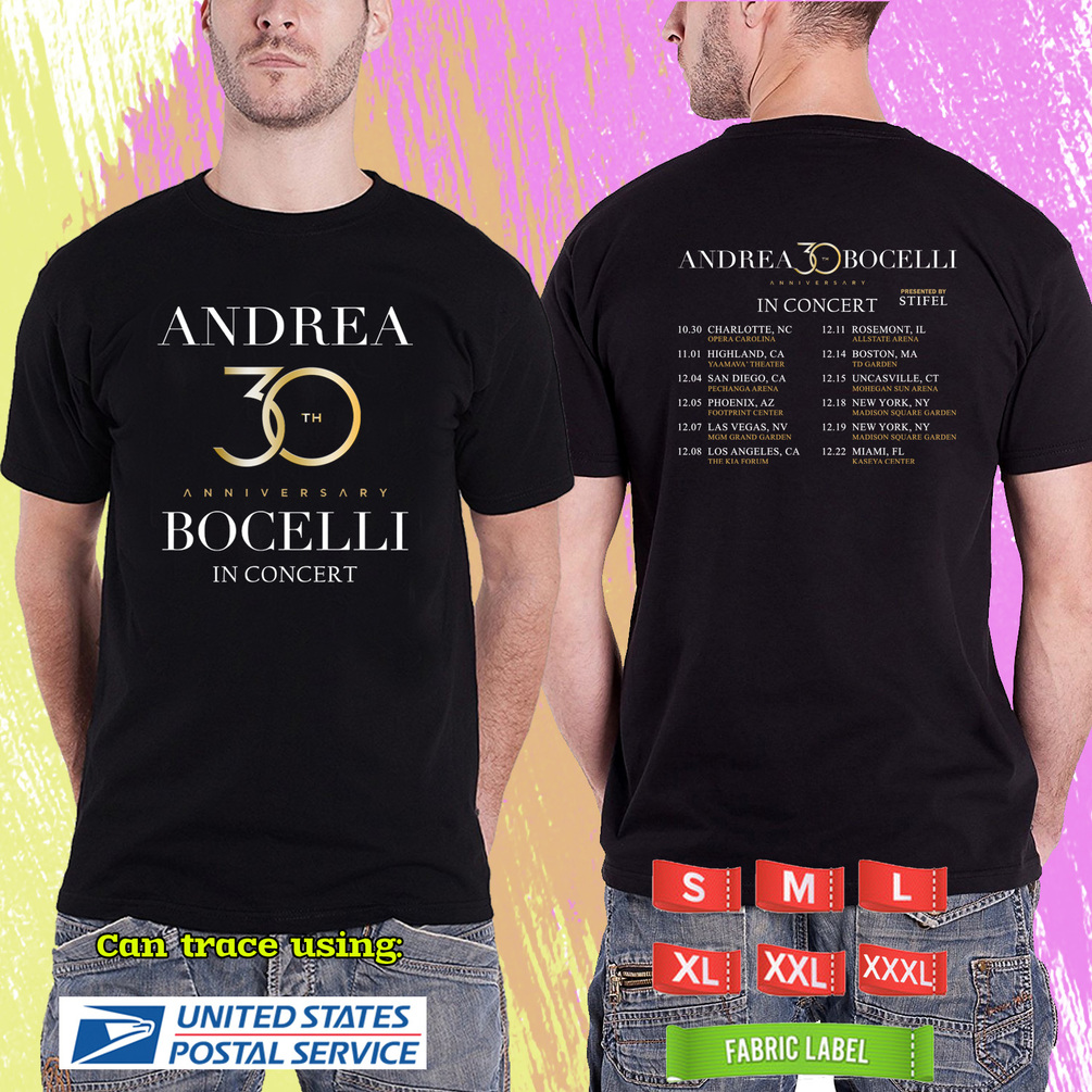 ANDREA BOCELLI 30TH ANNIVERSARY TOUR 2024. ANDREA BOCELLI TOUR. UNISEX ...