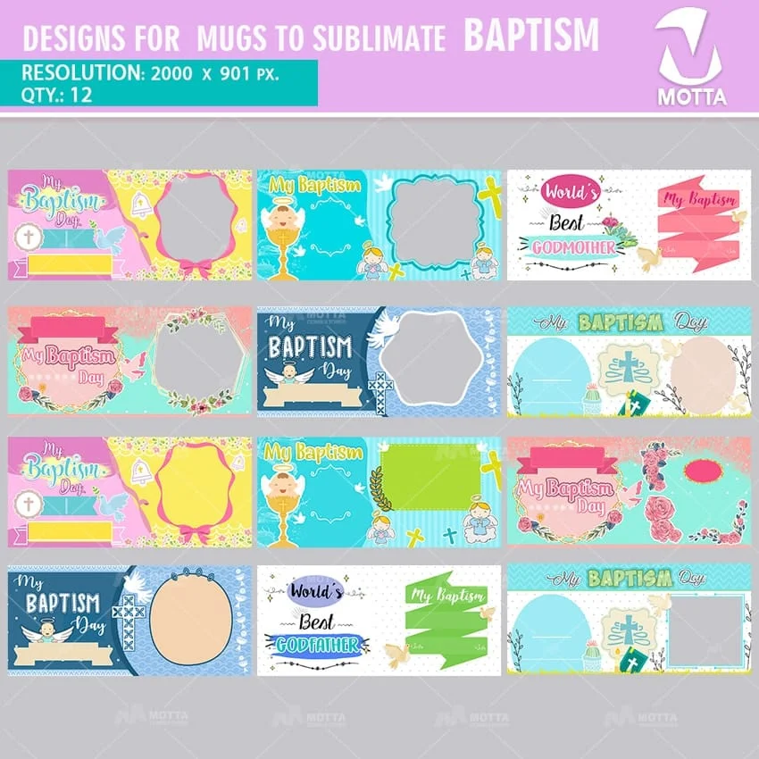 Christening Mug Sublimation Templates | Baptism PNG Bundle | Instant ...