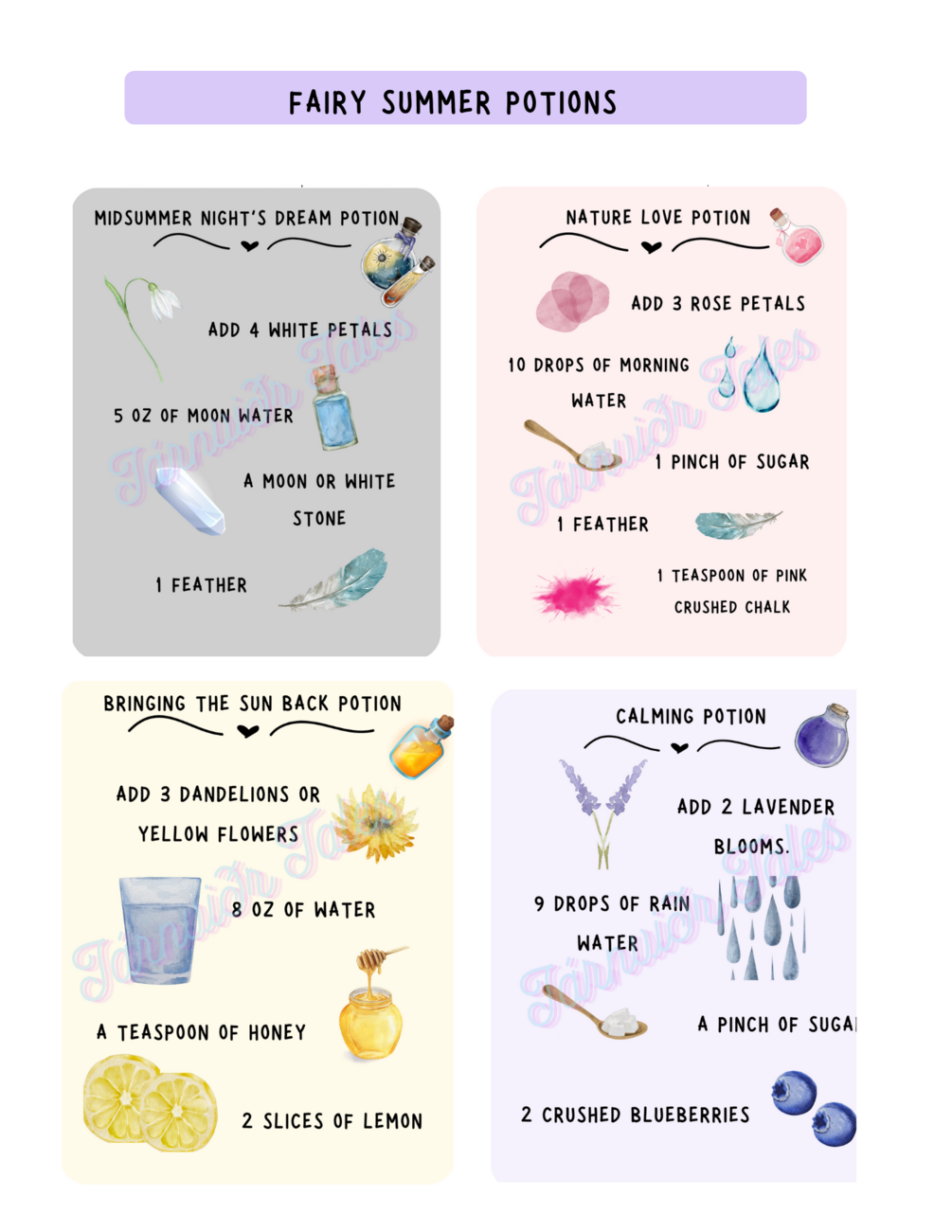 Fairy potions- Pretend play printable.