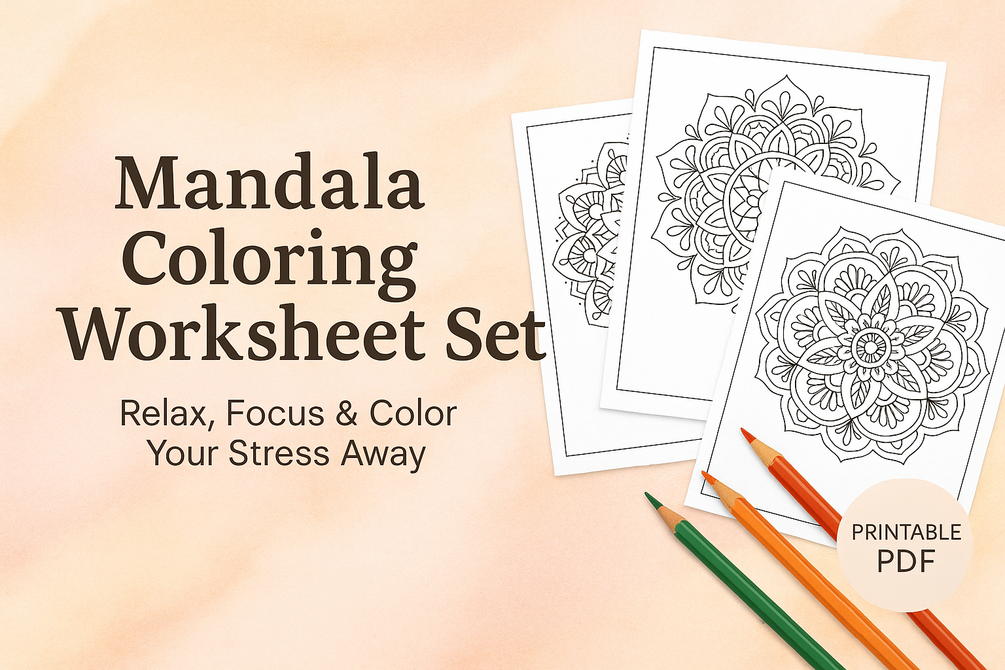 Mandala Coloring Worksheet Set