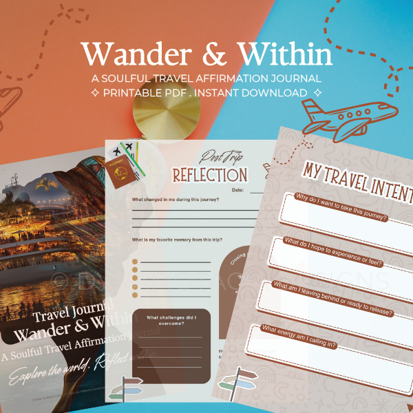 Printable Travel Journal for Women | Wander & Within PDF + Affirmations