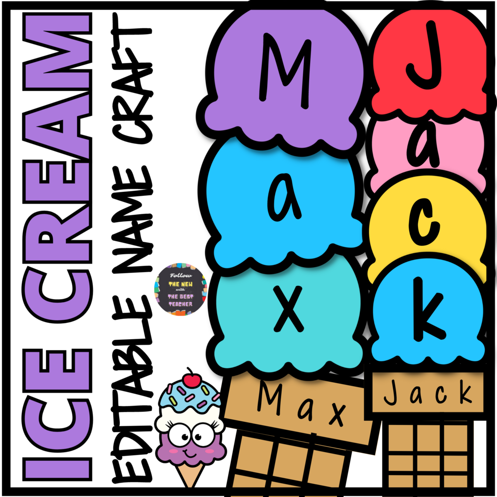 Ice Cream Editable Name Craft | Summer Bulletin Board | End of the Year
