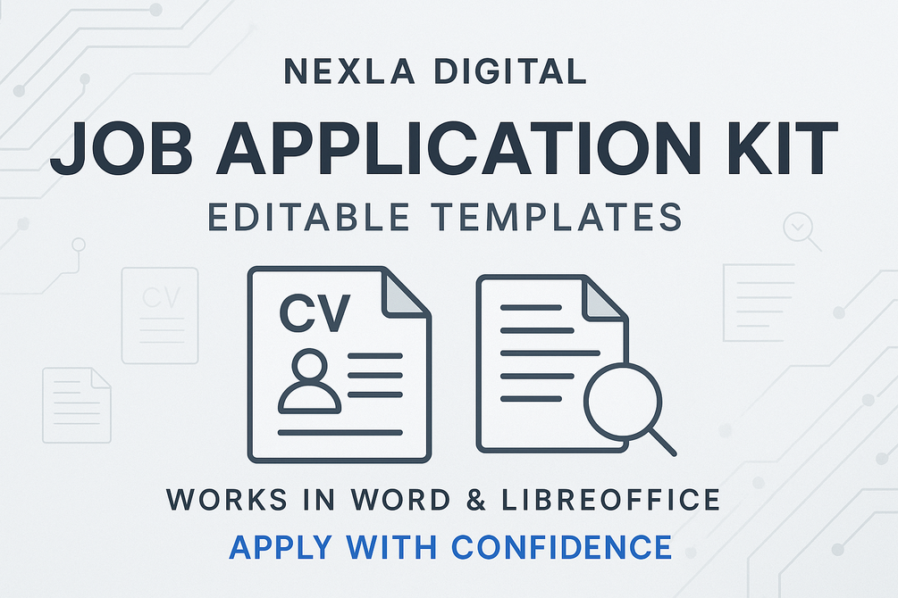 Nexla Digital – Job Application Kit (Editable CV & Cover Letter Templates)