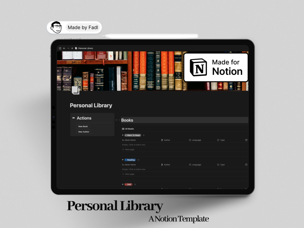 Personal Book Library Template for Notion