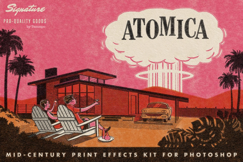 Atomica - Mid Century Vintage PRINT EFFECTS KIT FOR PHOTOSHOP