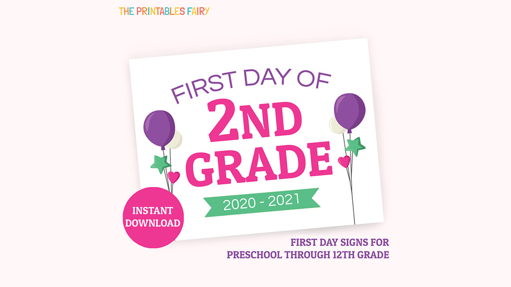 Pink First Day of School Printable Signs