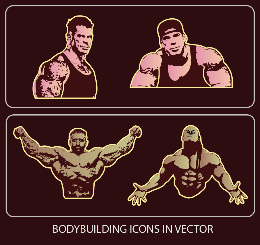 4 high quality body building icons in vector