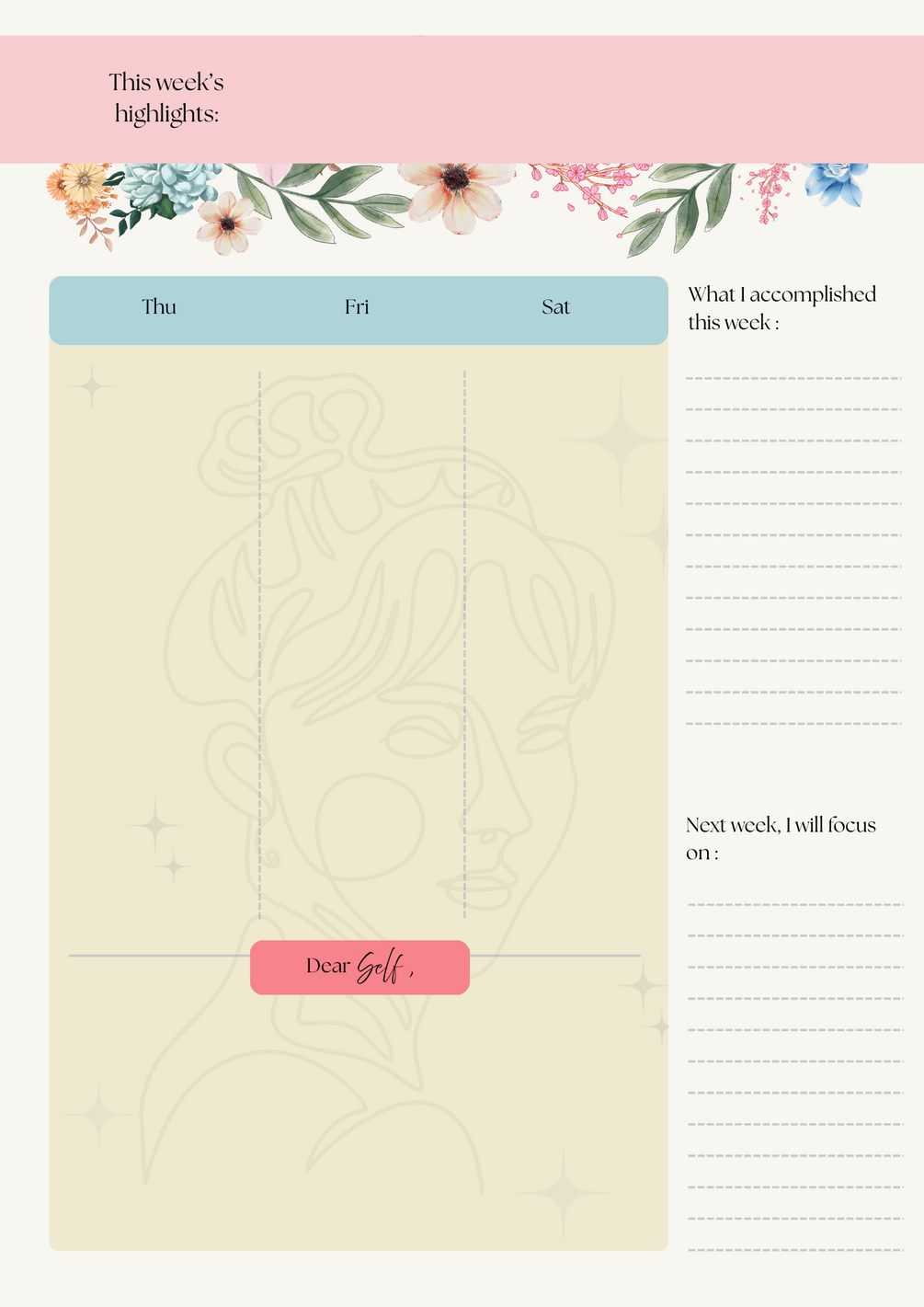 PINK PETALS - Undated Planner (Canva Template)