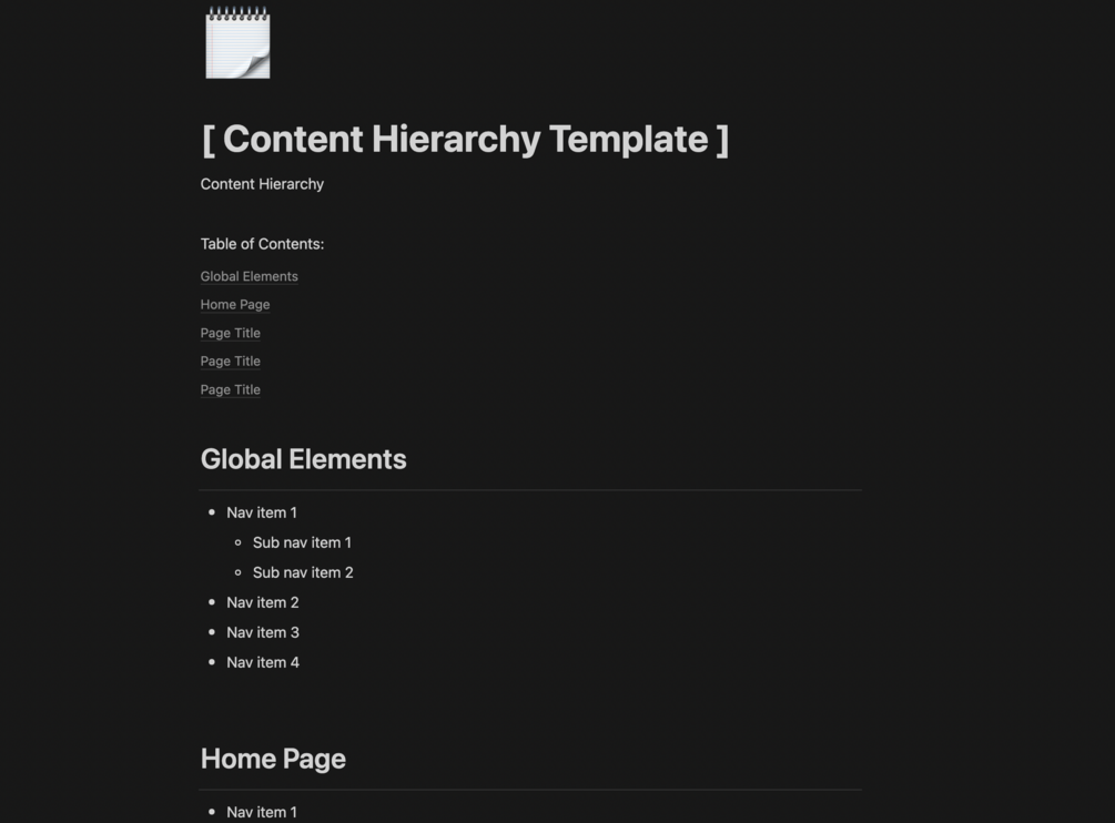 Notion Content Hierarchy Template