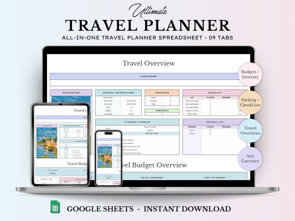 Ultimate Travel Planner for Google Sheets